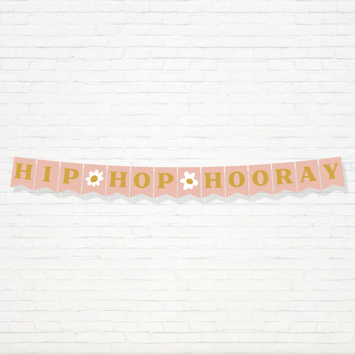 Boho Daisy Hip Hop Hooray Easter Banner - Printable Pink Gold Easter ...