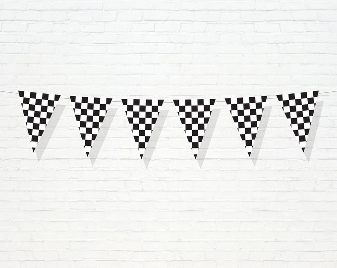 Racing Flags Banner Printable Vintage Race Car Checkered 1st Birthday ...