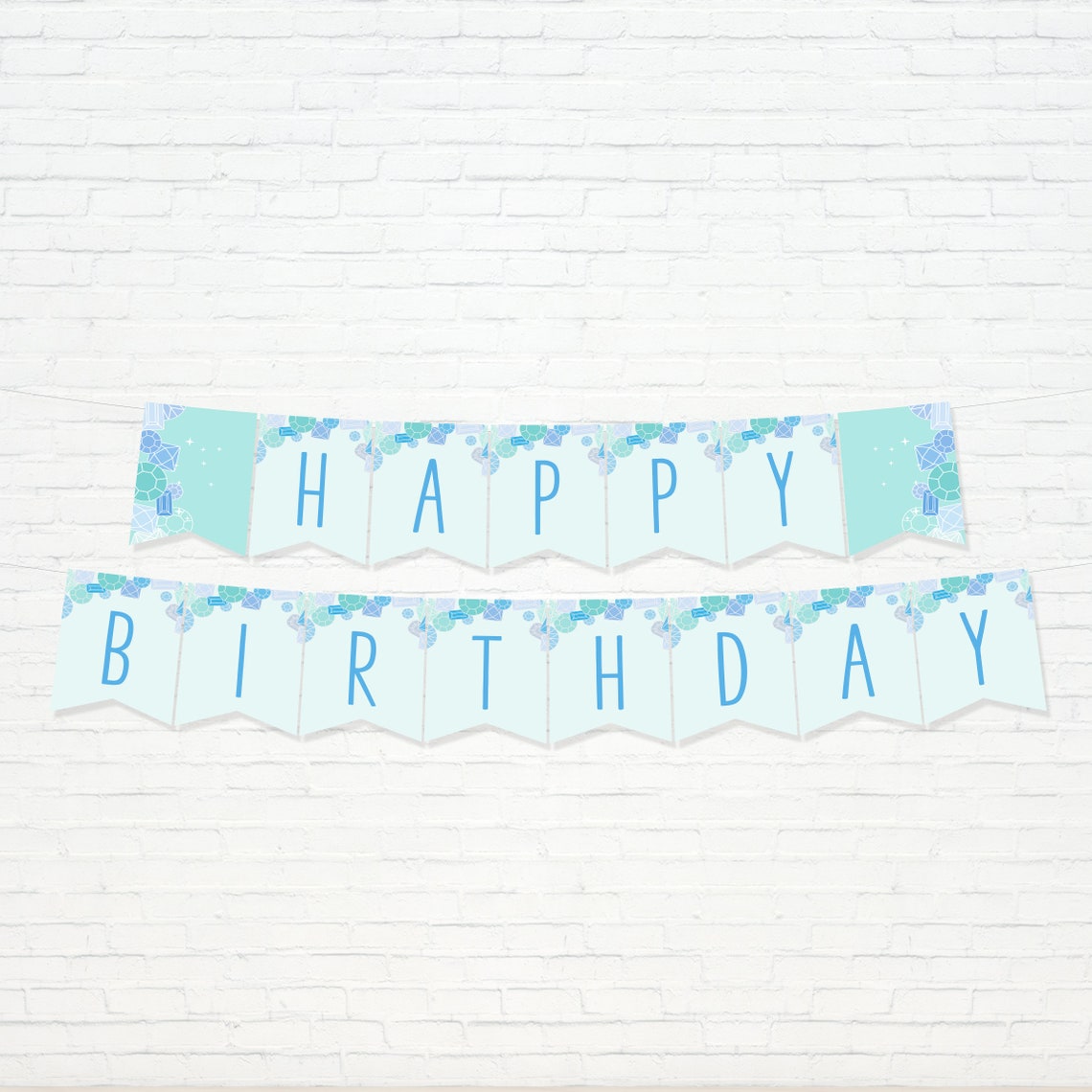 Gem Birthday Banner Printable Blue Gemstone & Jewel Happy - Etsy