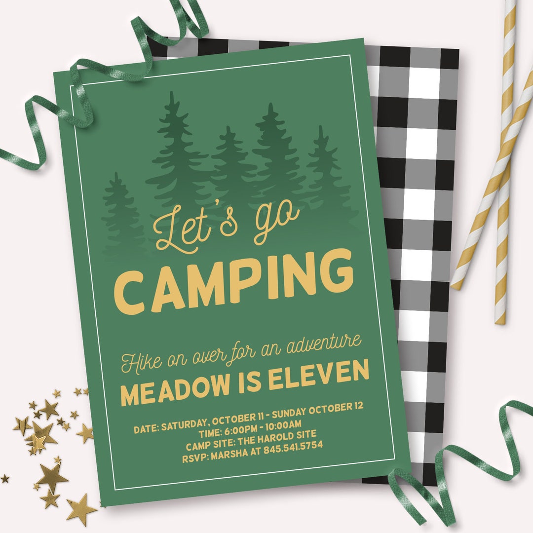 Camping Birthday Invitation - Printable One Happy Camper First Party ...