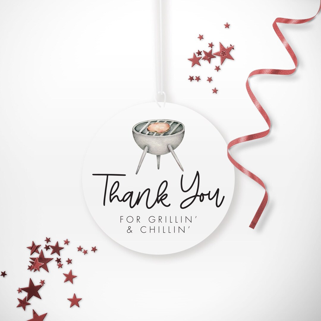 BBQ Thank You Tag - Printable Watercolor BBQ Grilling Baby 1st Birthday ...