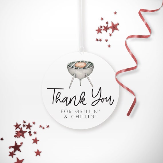 BBQ Thank You Tag Printable Watercolor BBQ Grilling Baby 1st - Etsy