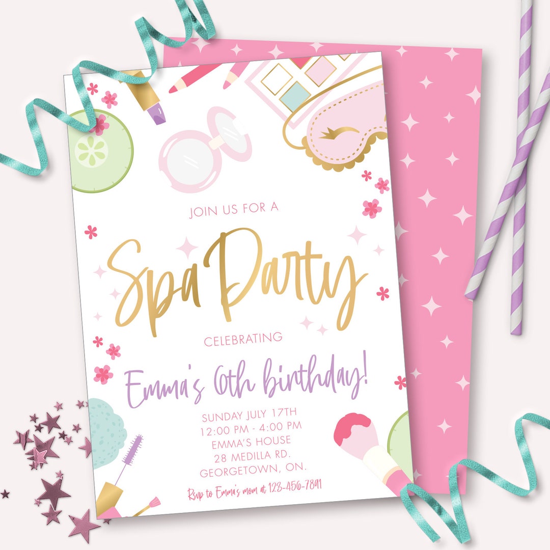 Spa Party Invitation - Printable Spa & Makeup Slumber Party Sleepover ...