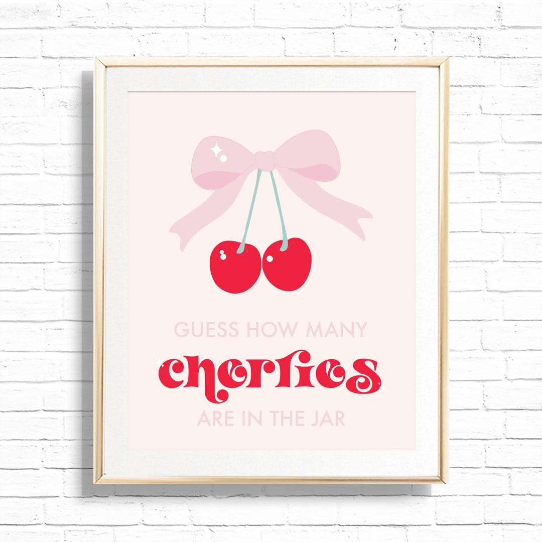 Guess How Many Cherries Baby Shower Game - Cherry on Top Baby Shower ...