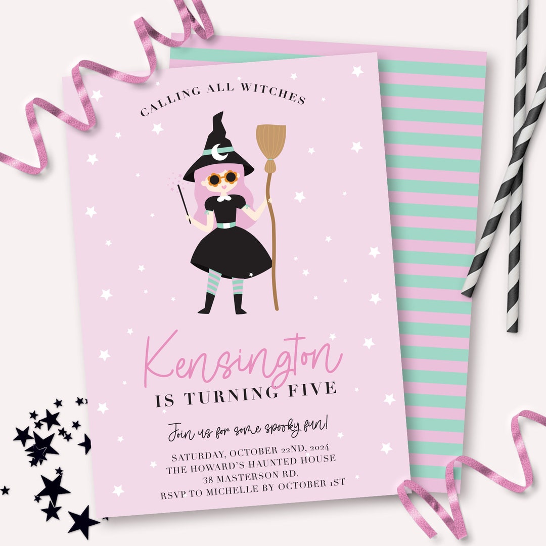 Witch Birthday Invitation - Printable Bewitching Halloween Spooktacular ...