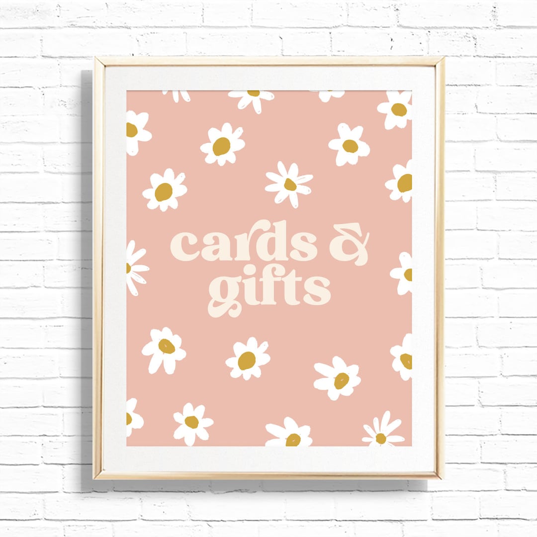 Daisy Cards & Gifts Sign - Printable Boho Daisies Birthday Party Decor ...