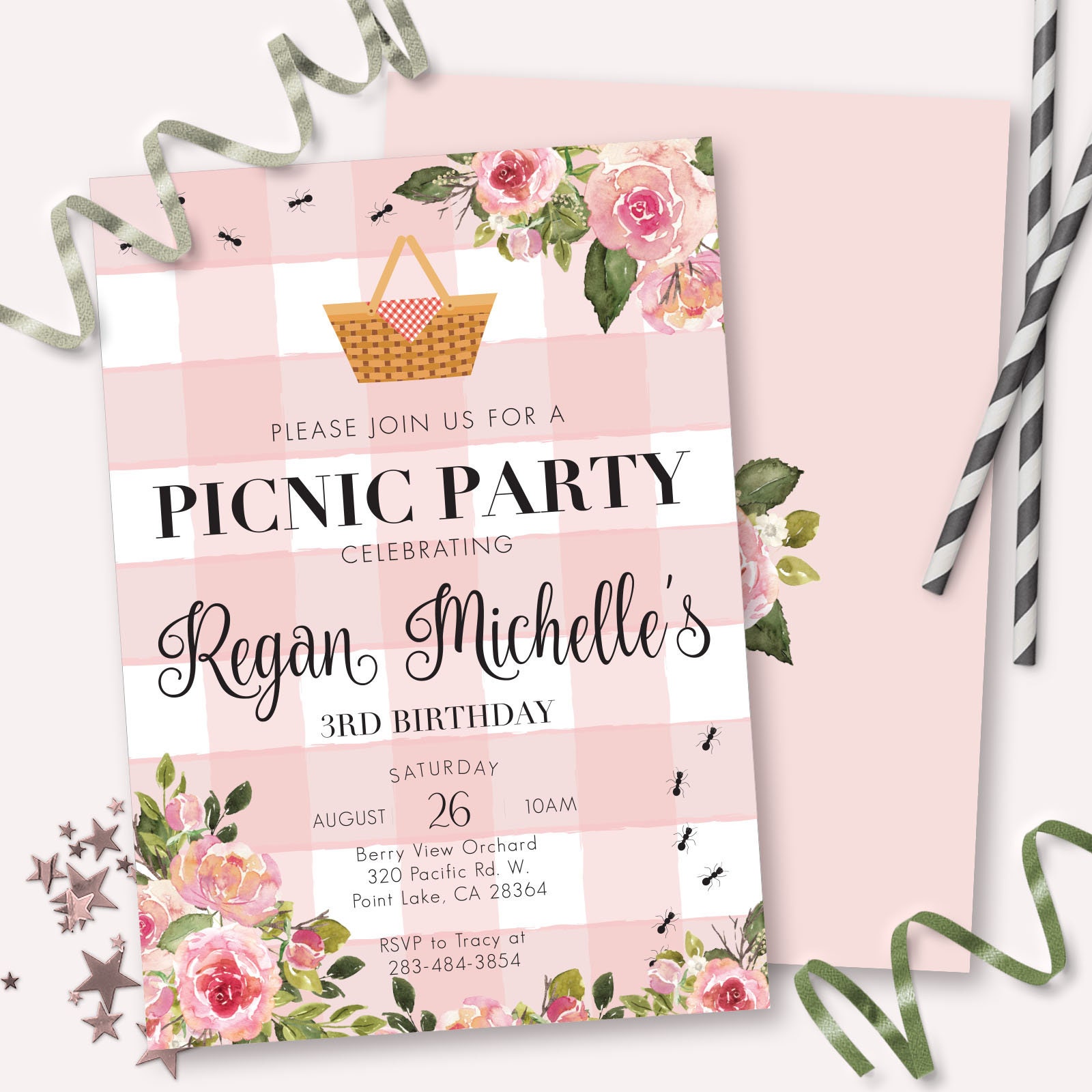 Picnic Birthday Invitation Printable BBQ Picnic Basket Party - Etsy