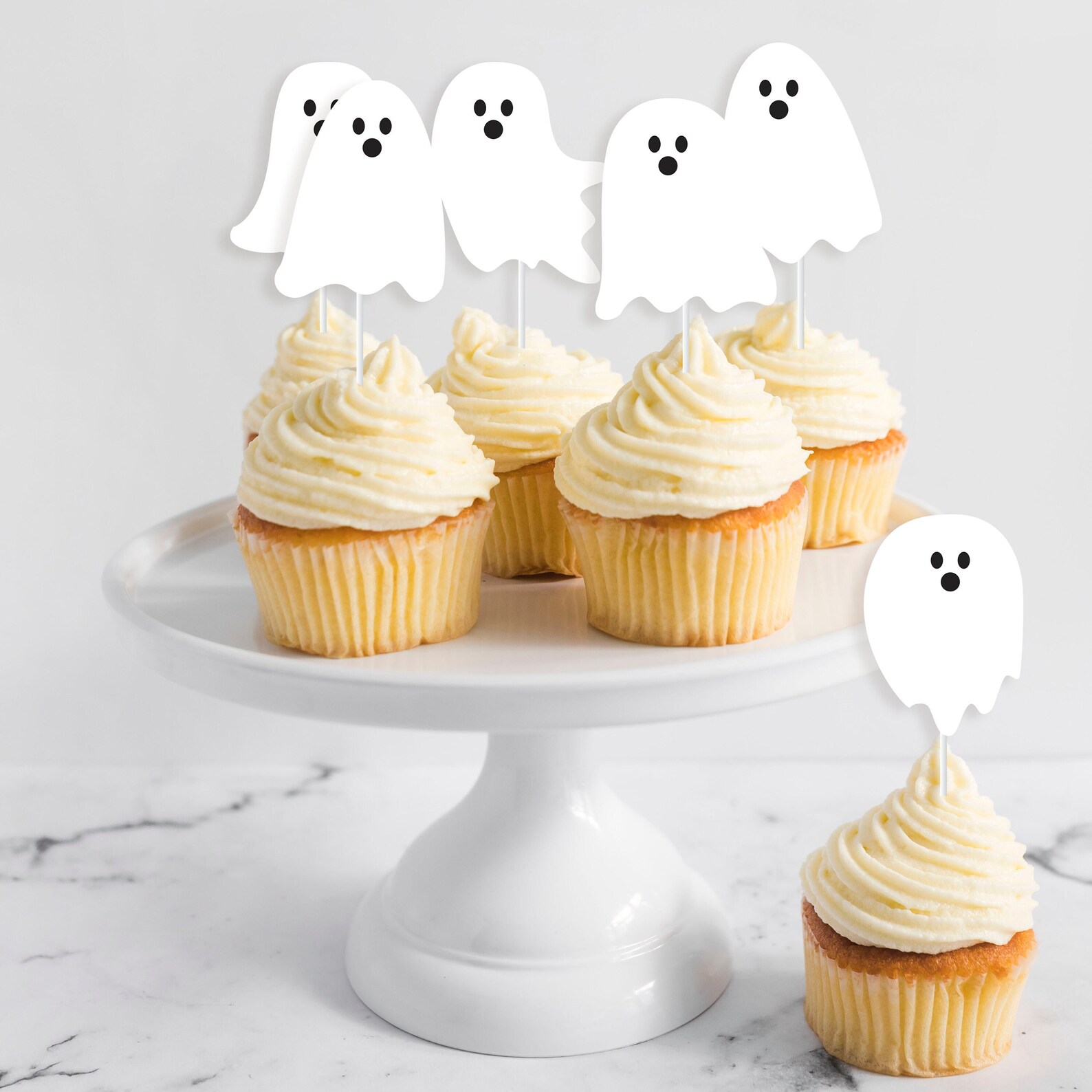 Ghost Cupcake Toppers Printable Cute Pink Halloween Dessert - Etsy