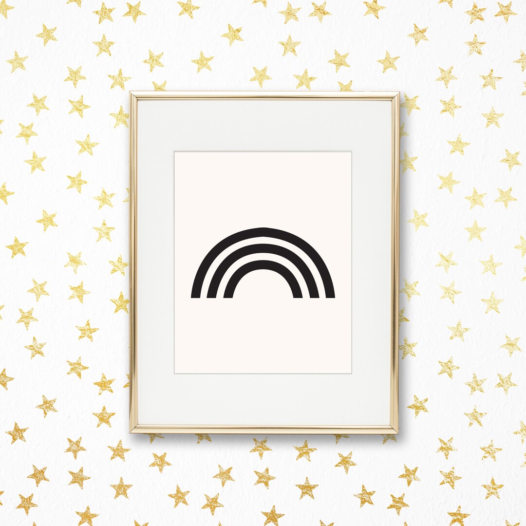 Classic Black & White Minimalist Rainbow Playroom Art Print - Printable ...