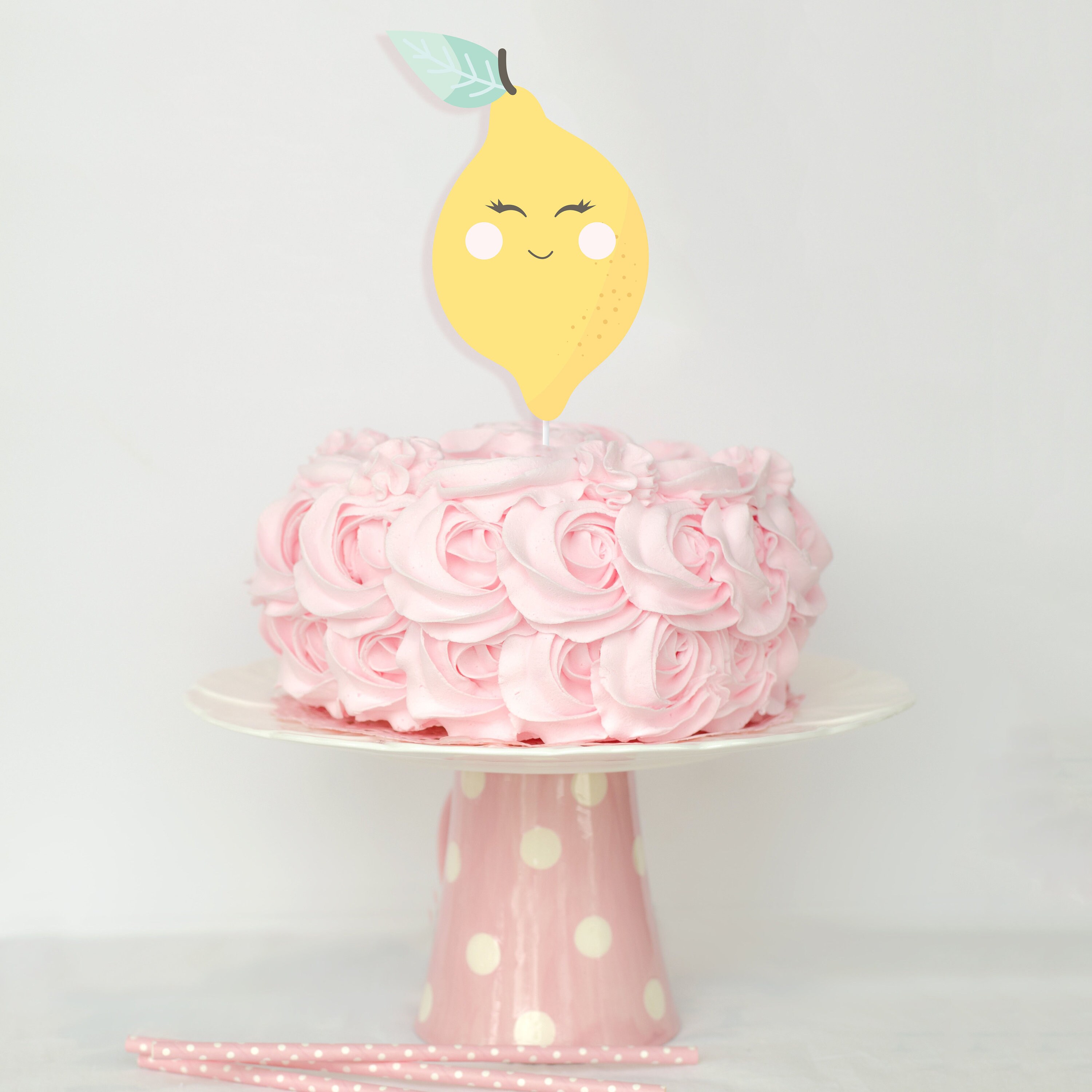 Lemon Cake Topper Printable Pink Lemonade Birthday Party | Etsy