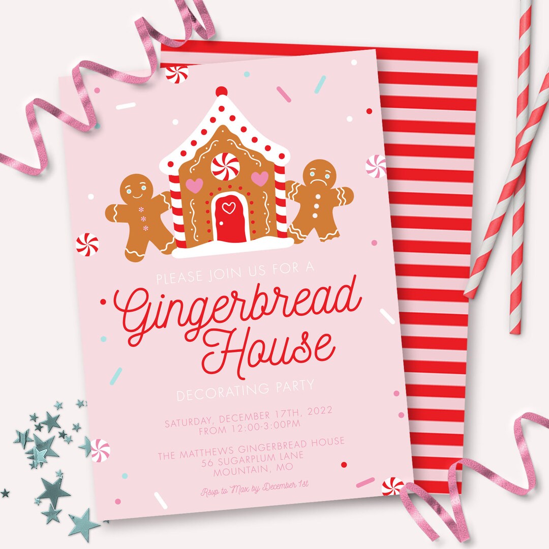 Gingerbread House Invitation - Printable First Decorating Christmas ...