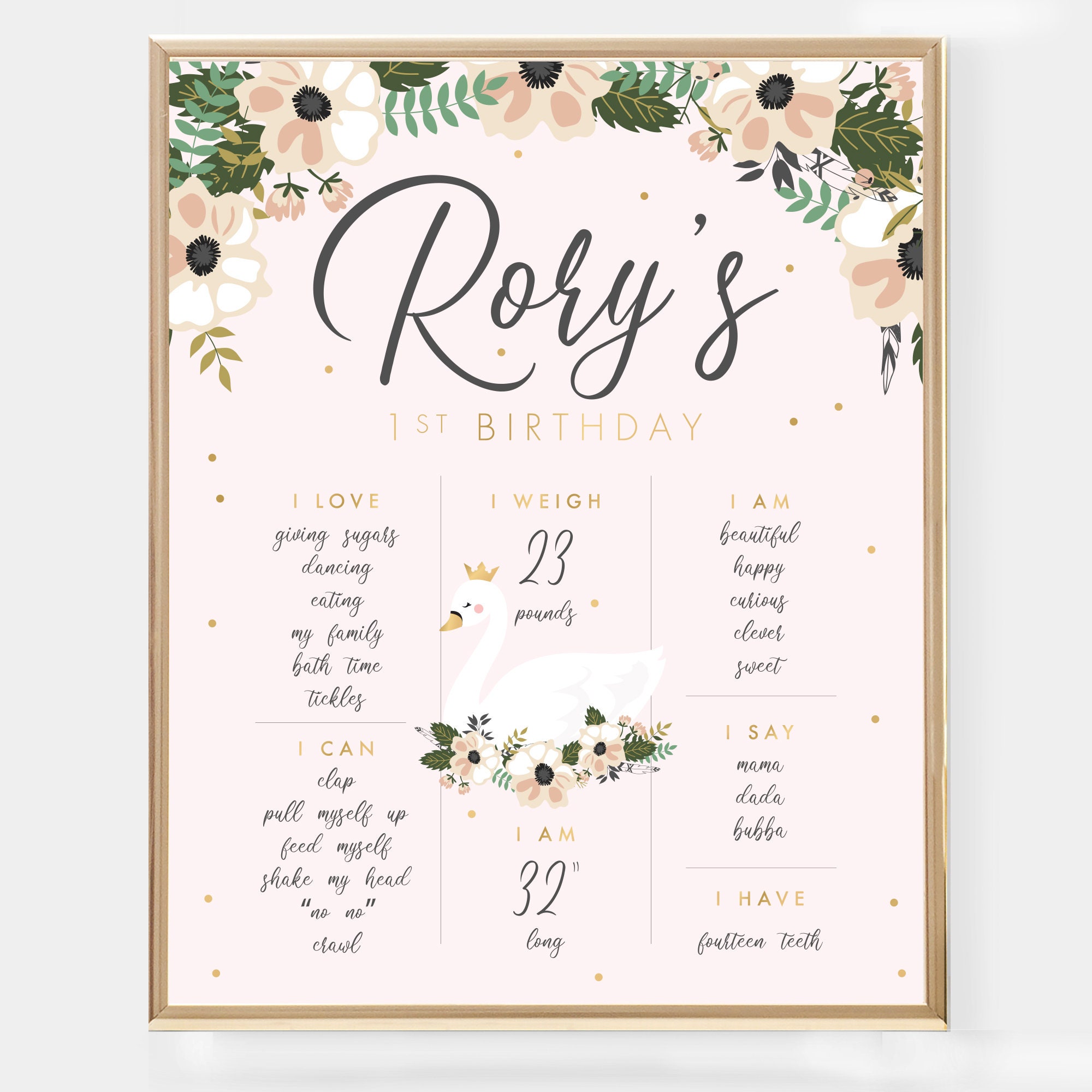 Milestone Poster First Birthday Party Banners & Signs Party Supplies ...