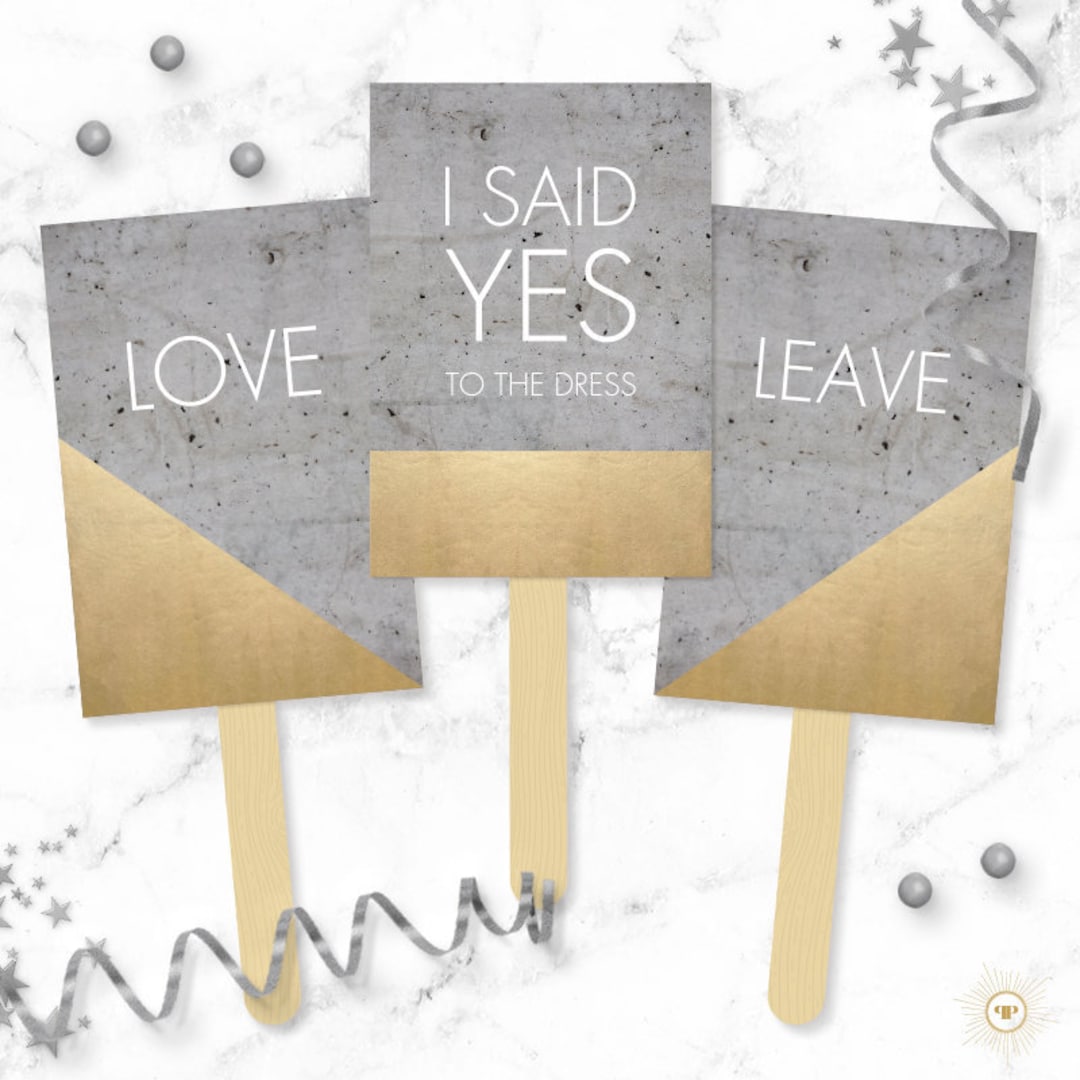Say YES to the Dress Signs - Concrete & Gold Foil Printable I Said Yes ...
