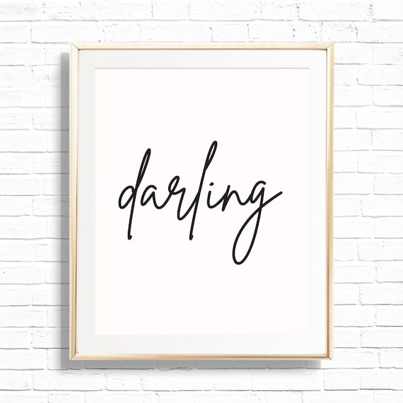 Darling Script Font Art Print Printable Inspirational - Etsy