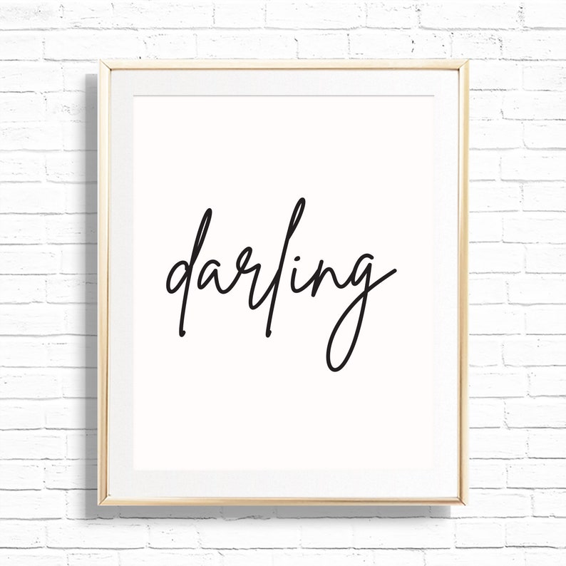 Darling Script Font Art Print Printable Inspirational - Etsy