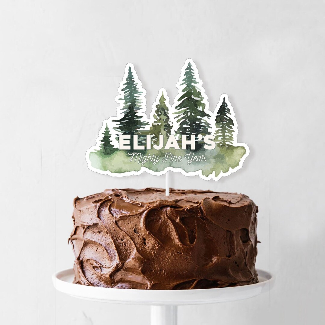 Tree Cake Topper Printable Personalized Evergreen Forest Cake ...