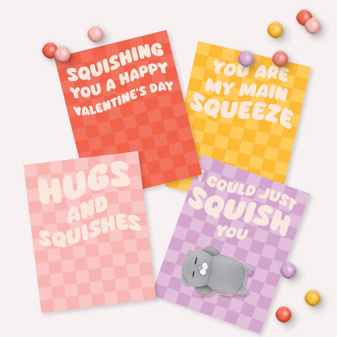 Squish Toy Valentine - Printable Squishy Kids Classroom Valentines Day ...