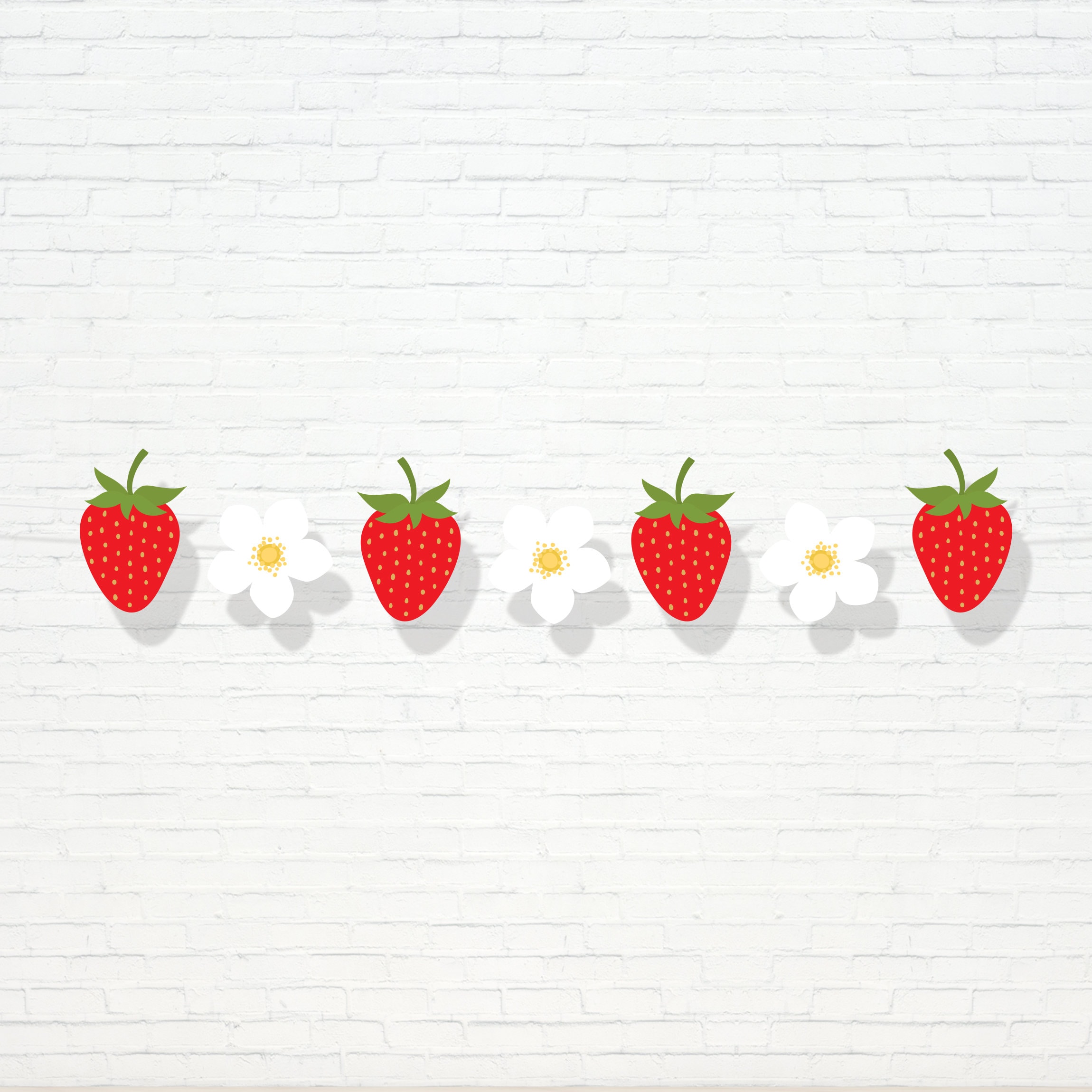 Strawberry Flower Garland - Printable Berry First Strawberry Daisy ...