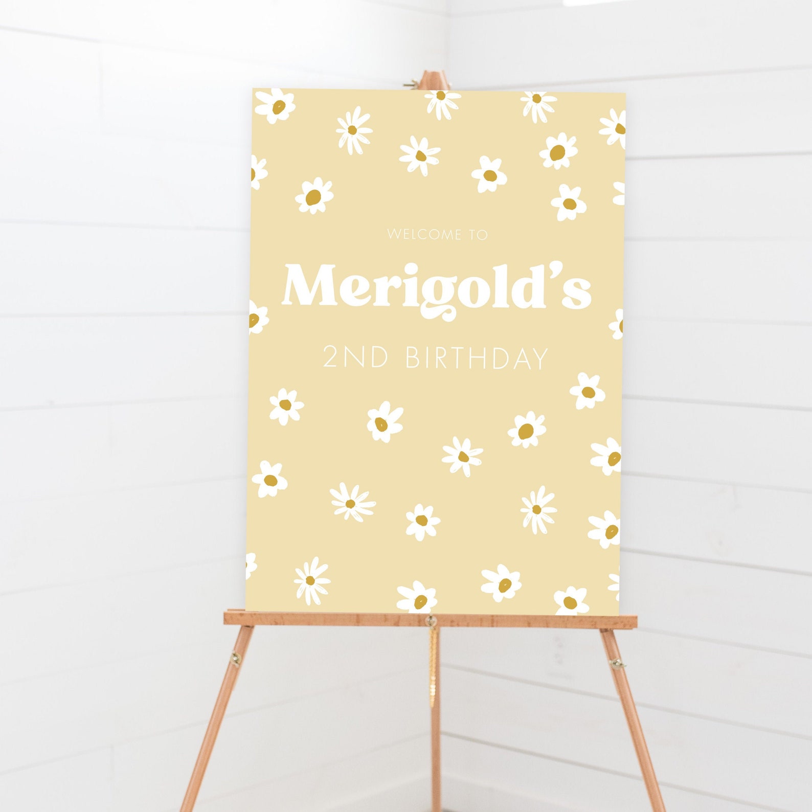 Daisy Welcome Sign Printable Yellow Boho Daisies Birthday - Etsy