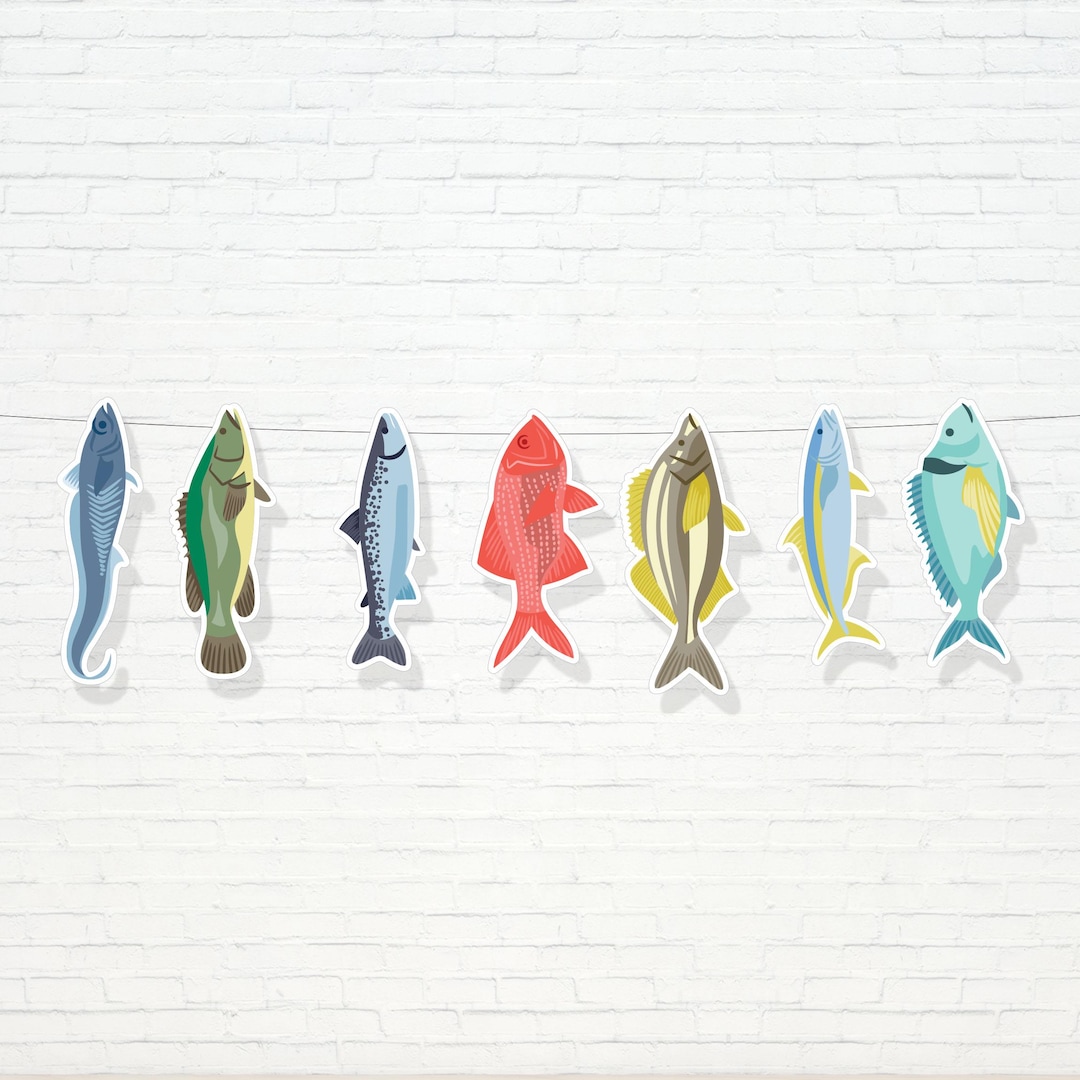 Fish Banner - Printable Gone Fishing Birthday Party Garland Decoration ...