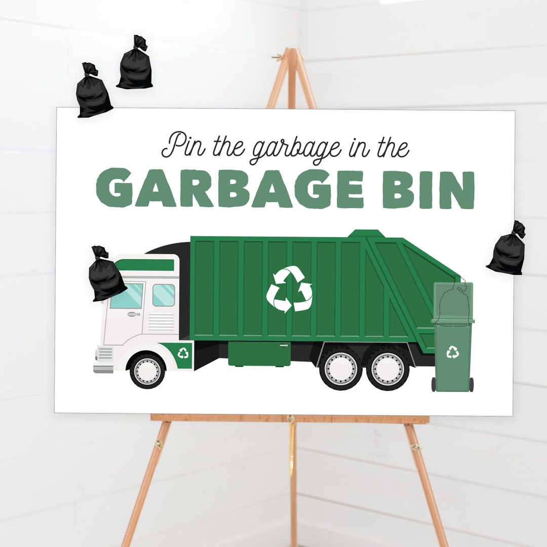 Pin the Garbage in the Bin Game - Printable Pin the Tail Trash Bash ...