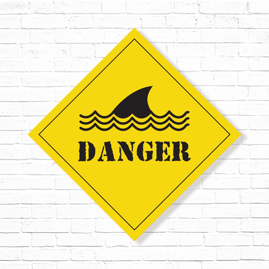 Danger Shark Sign - Printable Shark Week Party Favour 1st Birthday ...