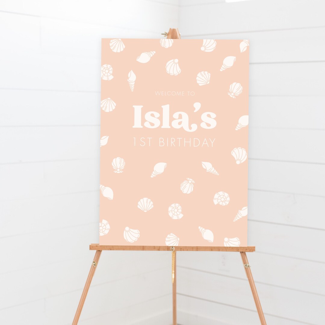 Seashell Welcome Sign Printable Boho Seashell Under the Sea 1st ...