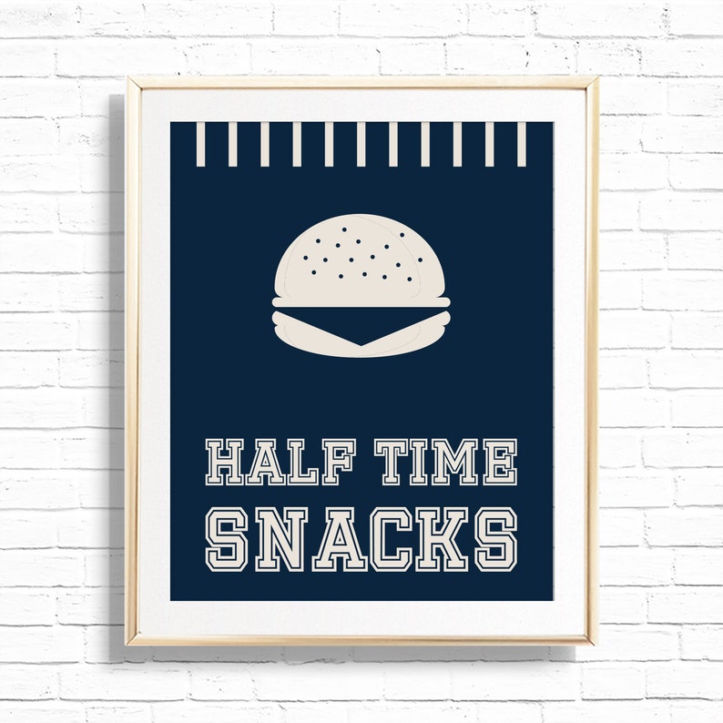 Football Food Sign Printable Half Time Snacks First Birthday - Etsy