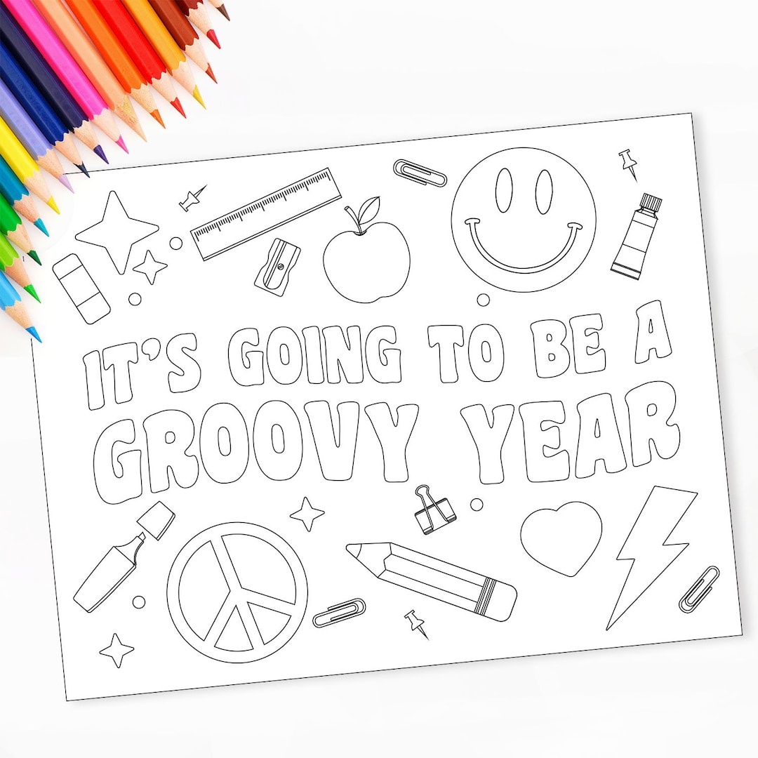 Back to School Colouring Page - Printable Groovy After School Party ...