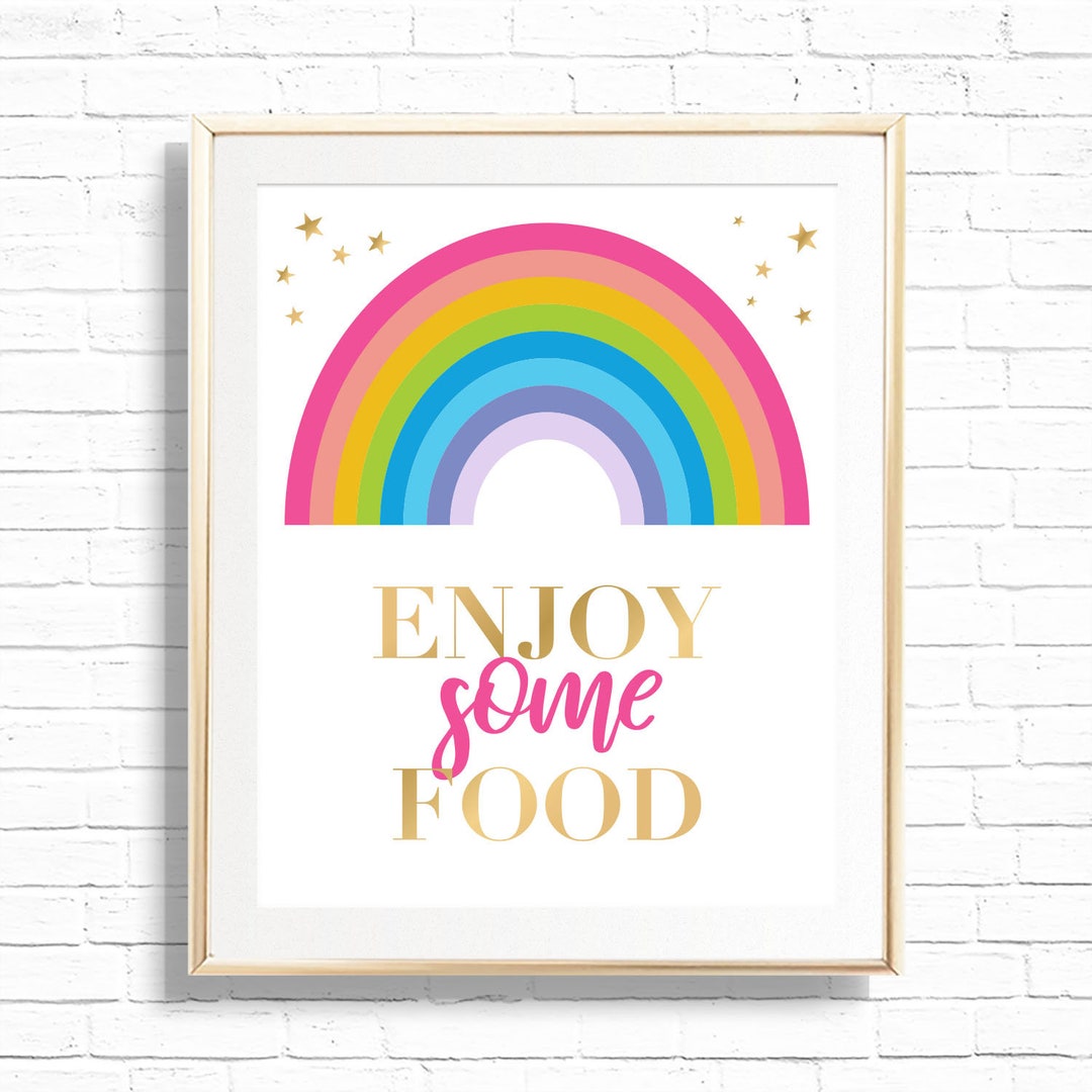 Buy Enjoy Some Food Sign Printable Gold and Bright Rainbow 1st Online ...
