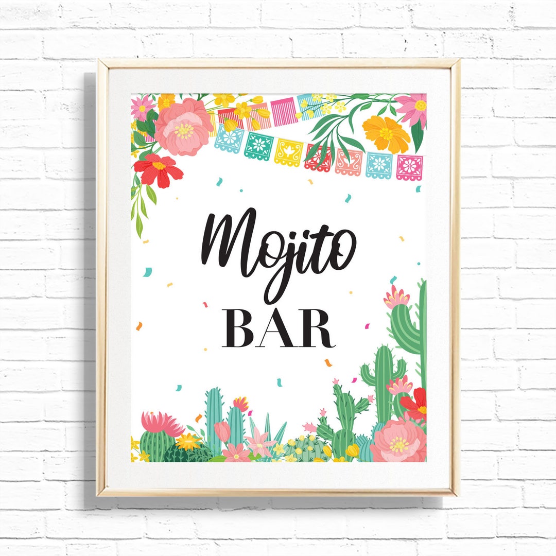 Fiesta Mojito Bar Sign - Printable First Fiesta Taco 'bout A Party 1st ...