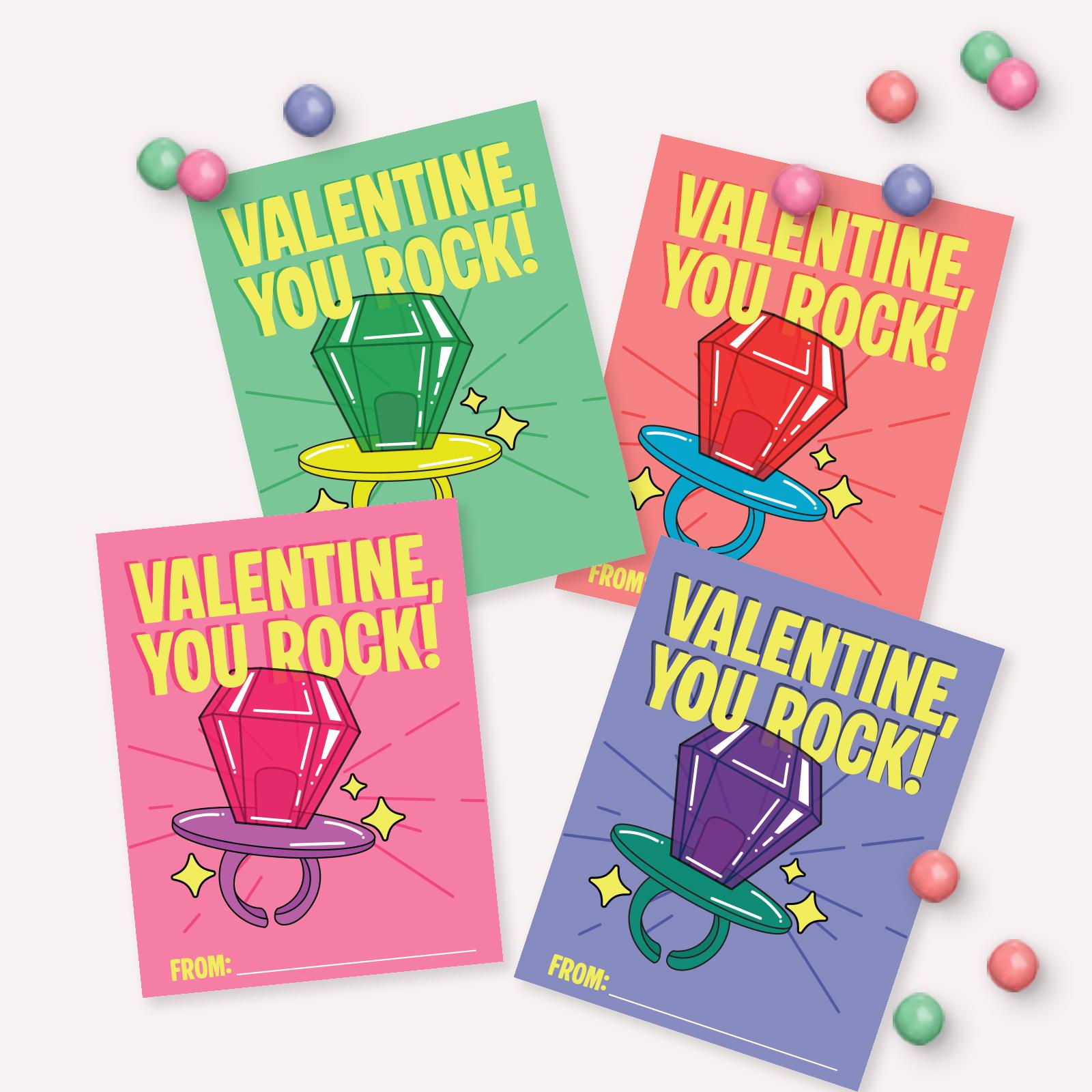 Ring Pop Valentine - Printable You Rock Sucker Candy Kids Classroom ...