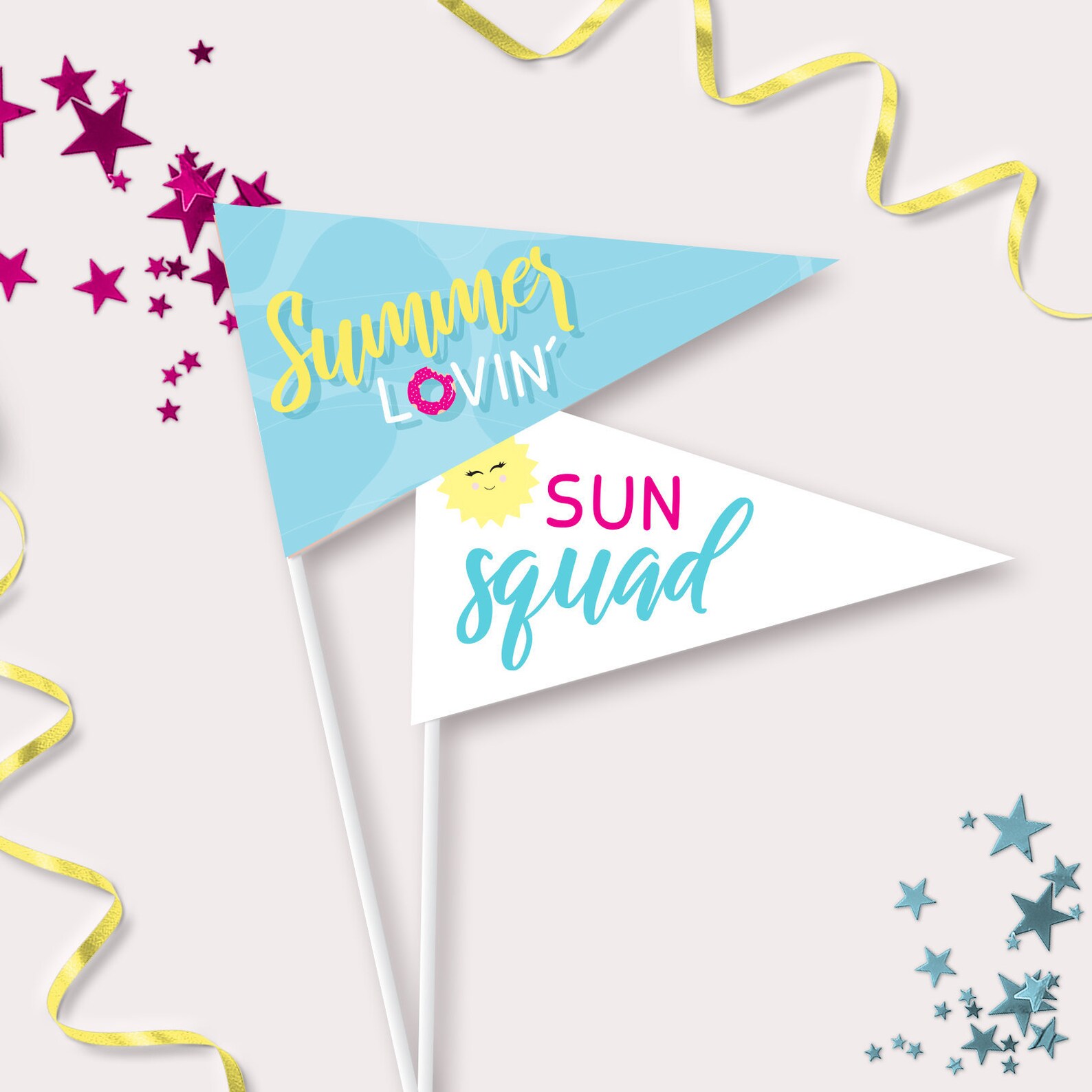 Summer Pennant Flags Printable Pool Party Summer Lovin Flag | Etsy