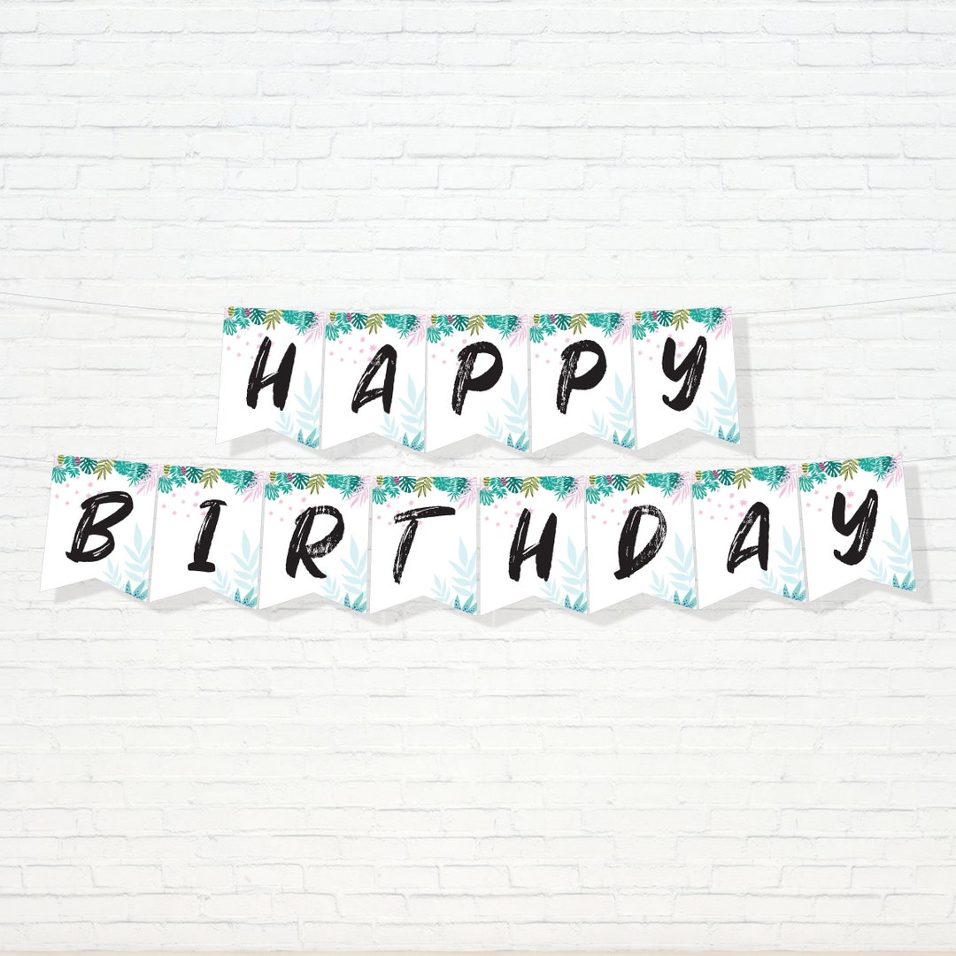 Jungle Birthday Banner - Printable Safari Party Animals Happy Birthday ...