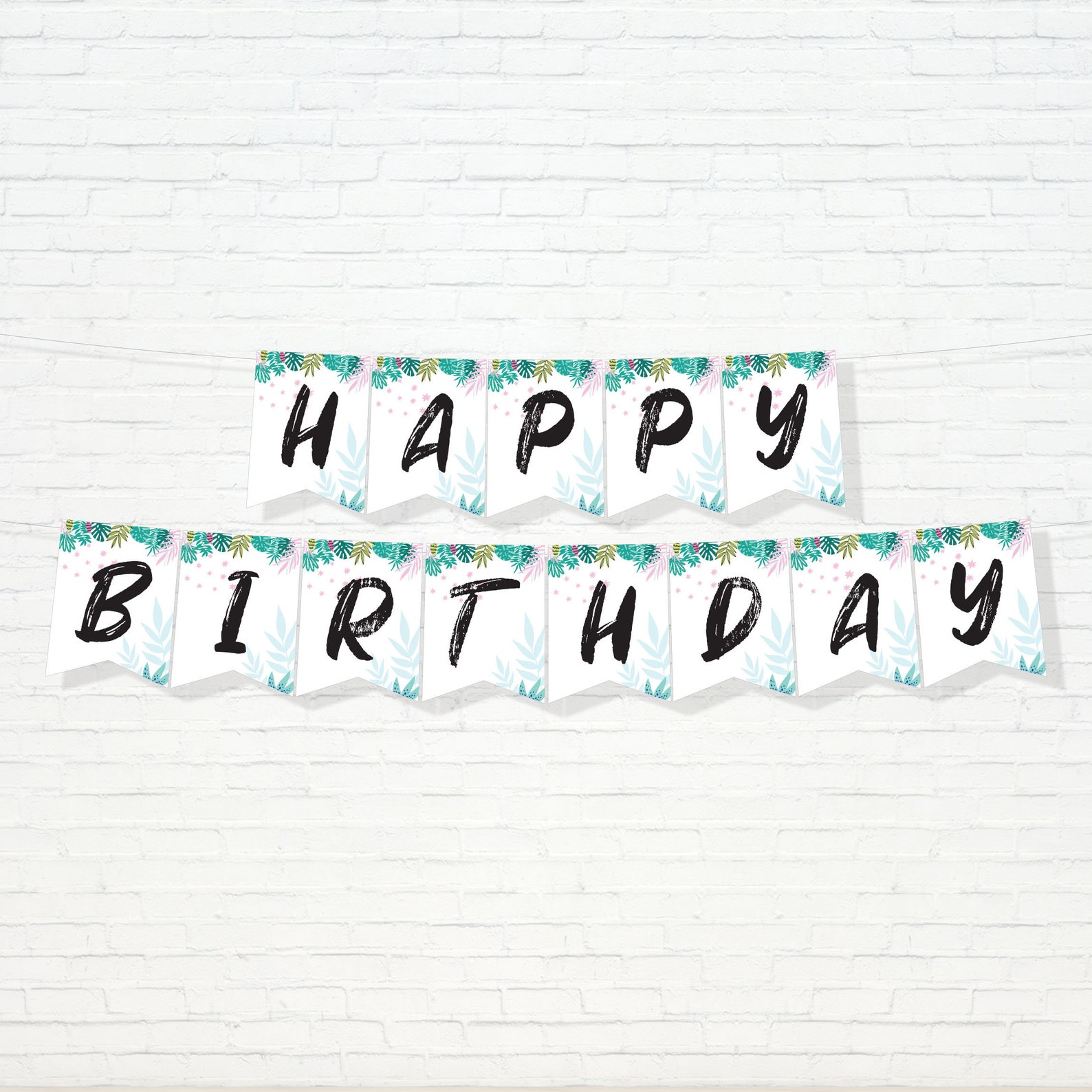 Jungle Birthday Banner Printable Safari Party Animals Happy - Etsy