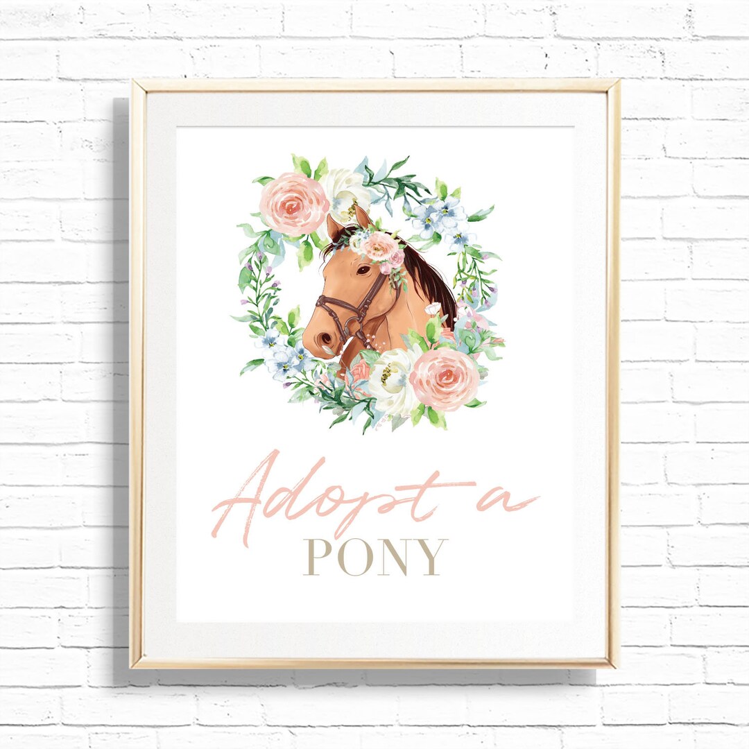 Adopt A Pony Sign - Printable Pink Boho Floral Cowgirl 1st Birthday ...