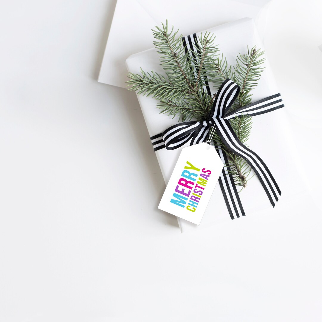 Merry & Bright Christmas Gift Tags - Printable Favour Tags - Bold and ...