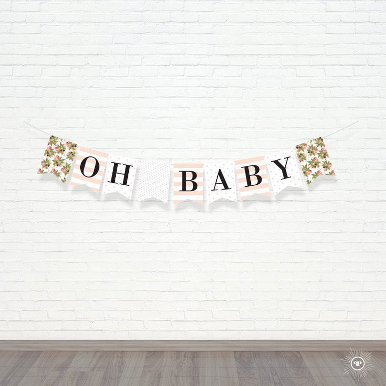 Pink Floral Oh Baby Banner Printable Baby Girl Shower Banner - Etsy