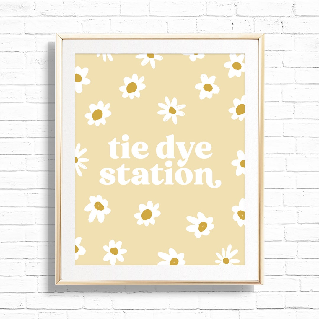Tie Dye Station Sign - Printable Boho Yellow Daisy Kids Craft Activity ...
