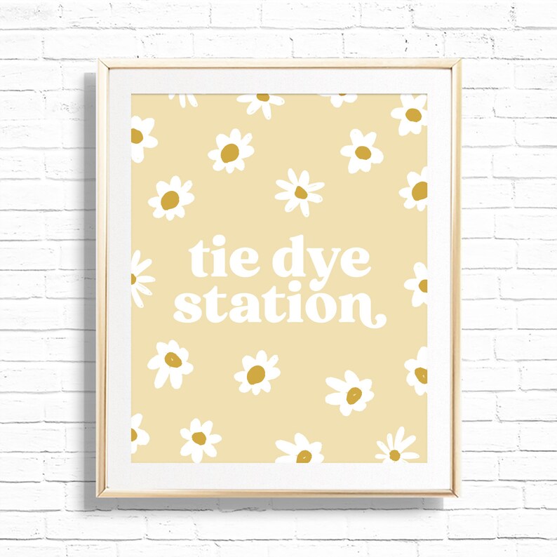Tie Dye Station Sign Printable Boho Yellow Daisy Kids Craft - Etsy
