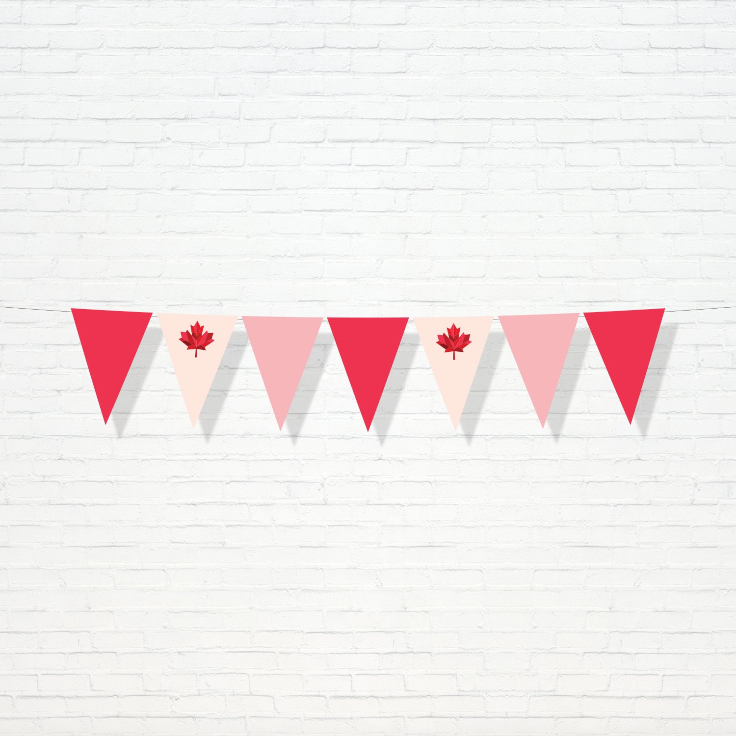 Canada Flags Banner Printable Pink Happy Canada Day Birthday - Etsy