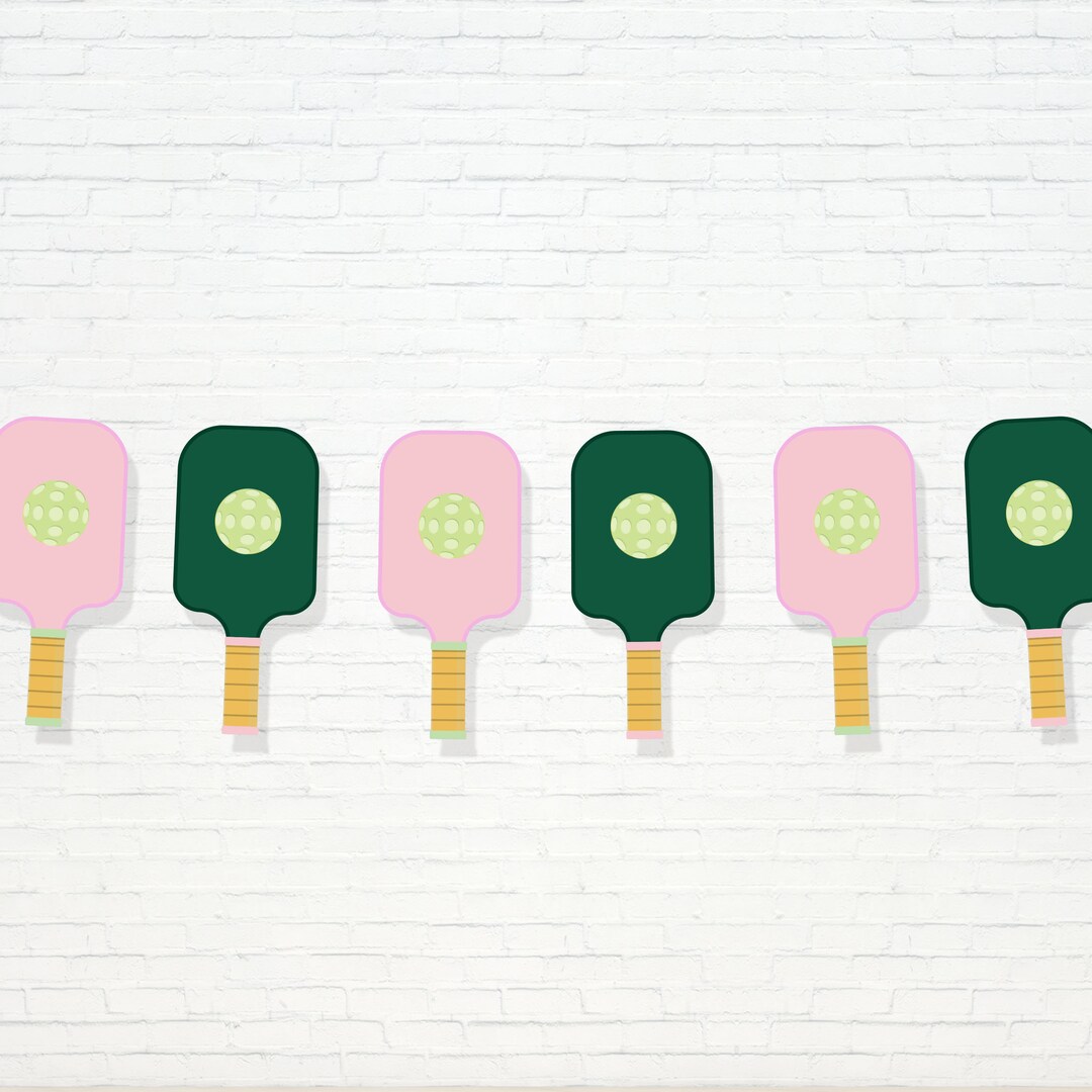 Pickleball Ball Banner - Printable Preppy Pickle Ball Paddle Birthday ...