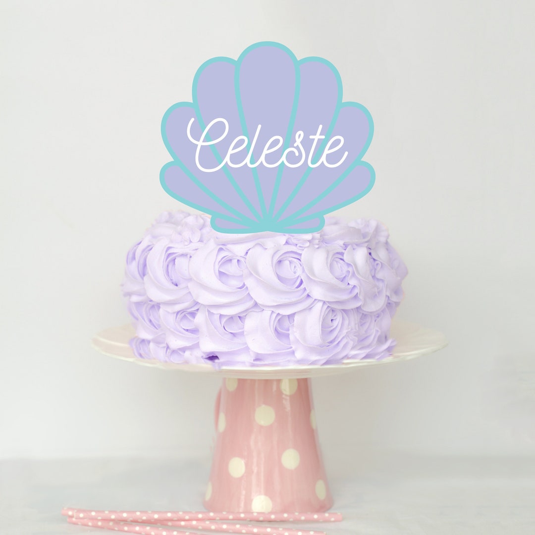 Mermaid Cake Topper Printable Seashell 1st Birthday Party Cake Banner ...