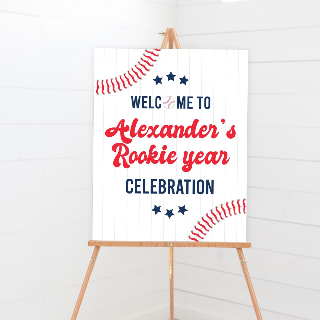 Baseball Welcome Sign Printable Classic Rookie Year 1st Birthday Party ...