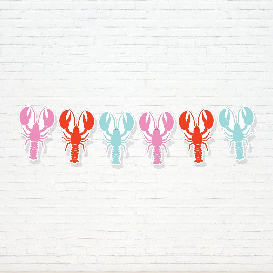 Lobster Banner - Printable Seaside Birthday Party Garland Decoration ...