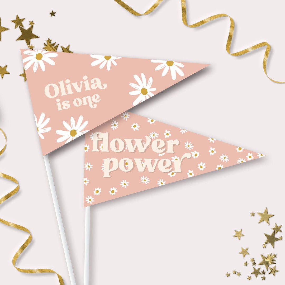 Daisy Pennant Flags - Printable Personalized Boho Daisies 1st Birthday ...