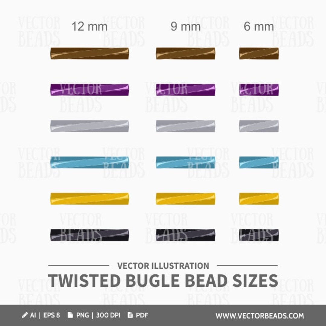 Clipart Set of Twisted Bugle Beads Vector Illustration Digital Download ...