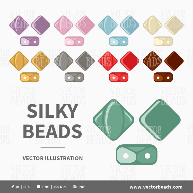 Vector Clip Art Pack of 2-hole Silky Beads for Creating Beading ...