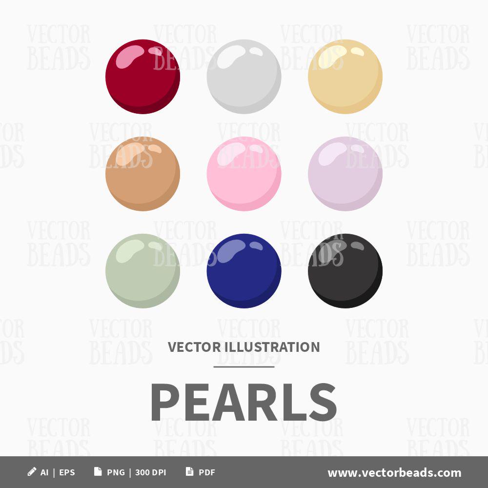Vector Clip Art Set of Pearls - Instant Download - Etsy