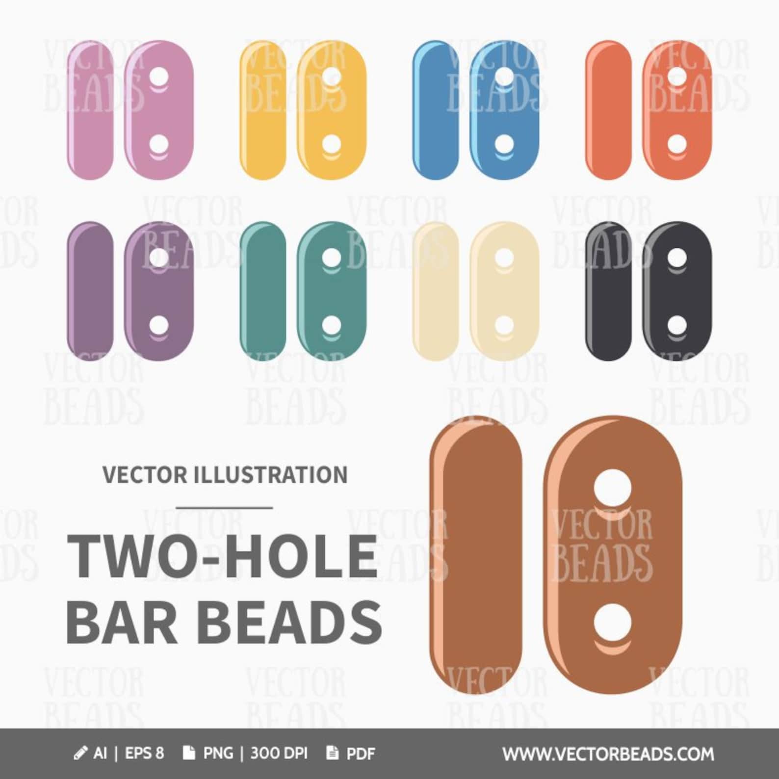 Vector Illustration of Two Hole Bar Beads Digital Clipart - Etsy
